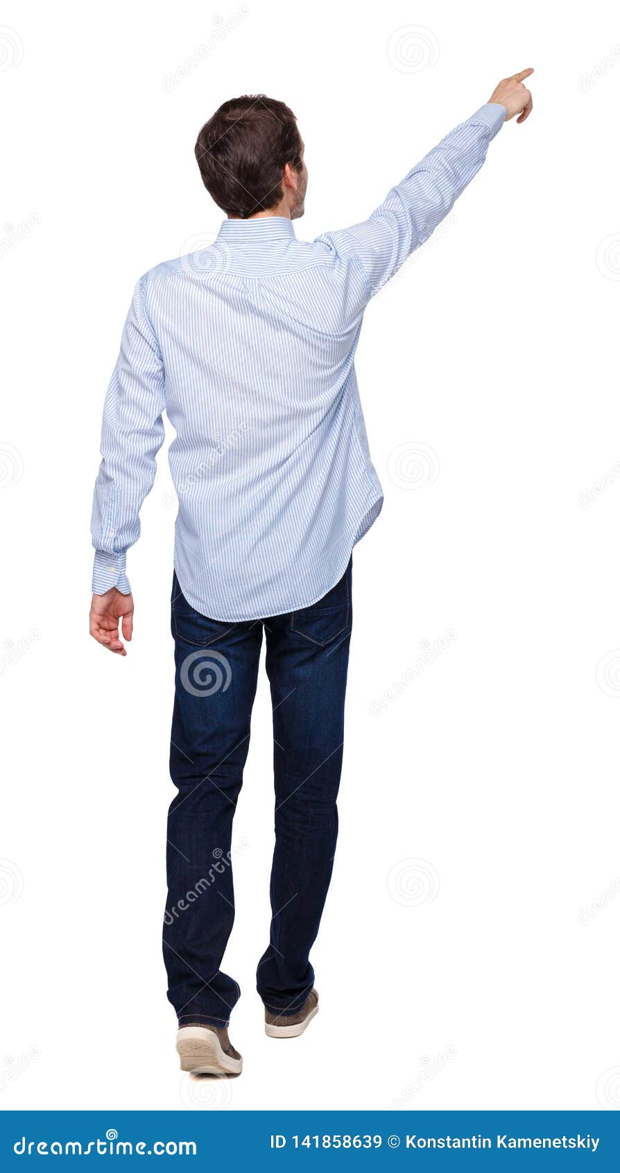 Back View of a Man Walking with a Pointing Hand Stock Image - Image of ...