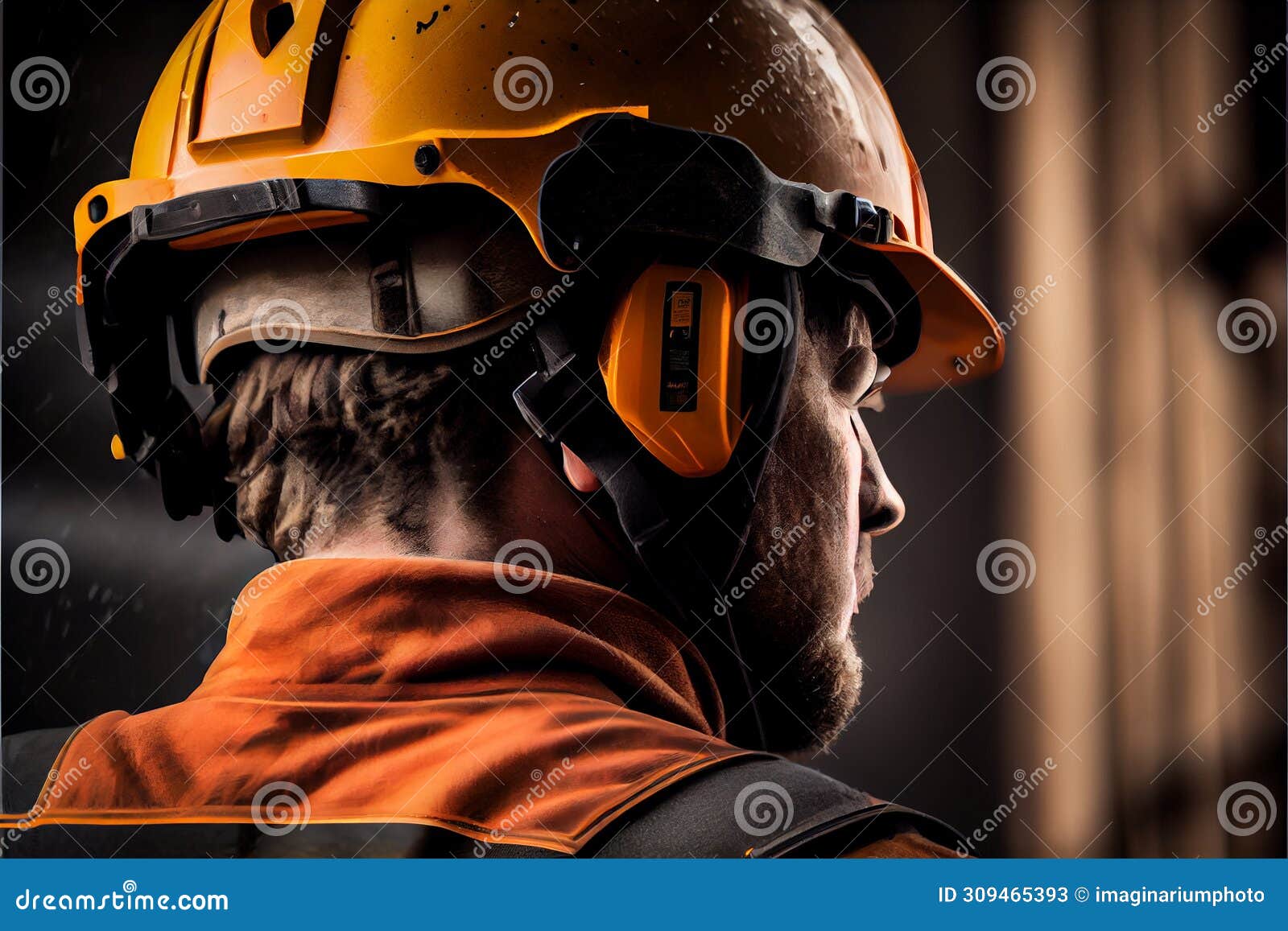 Back View of Man in Work Vest Standing on Territory Construction Area ...