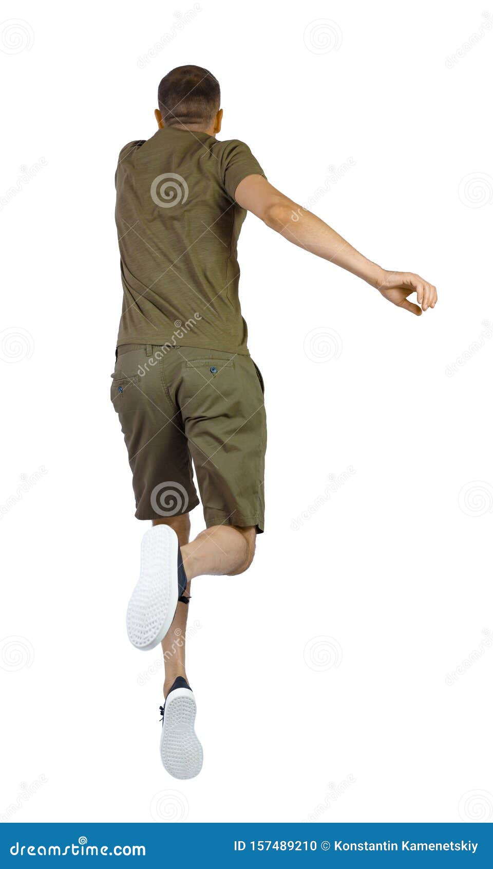 Back View of Man in Zero Gravity or a Fall. Guy is Flying Stock Photo ...