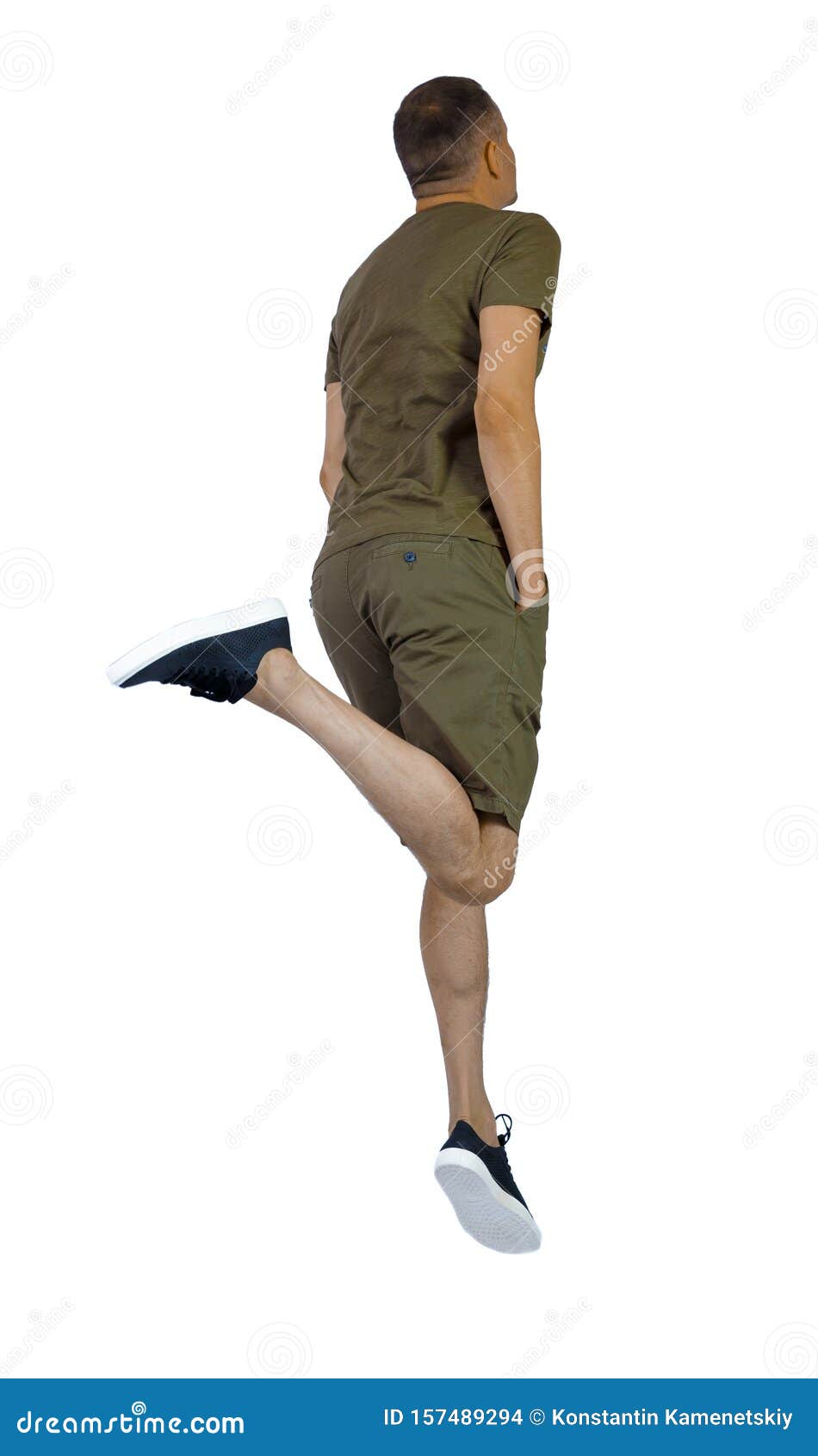 Back View of Man in Zero Gravity or a Fall. Guy is Flying Stock Photo ...