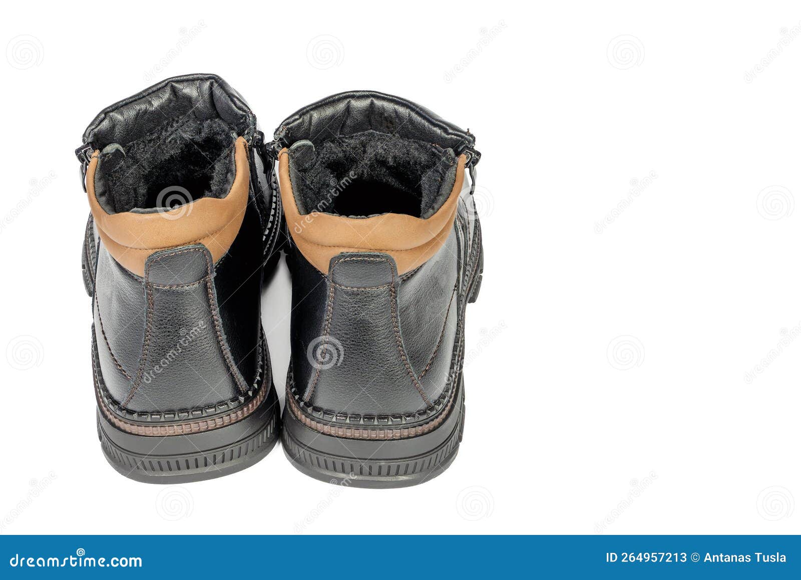 Back View of Men S Black Winter Boots Stock Image - Image of object ...