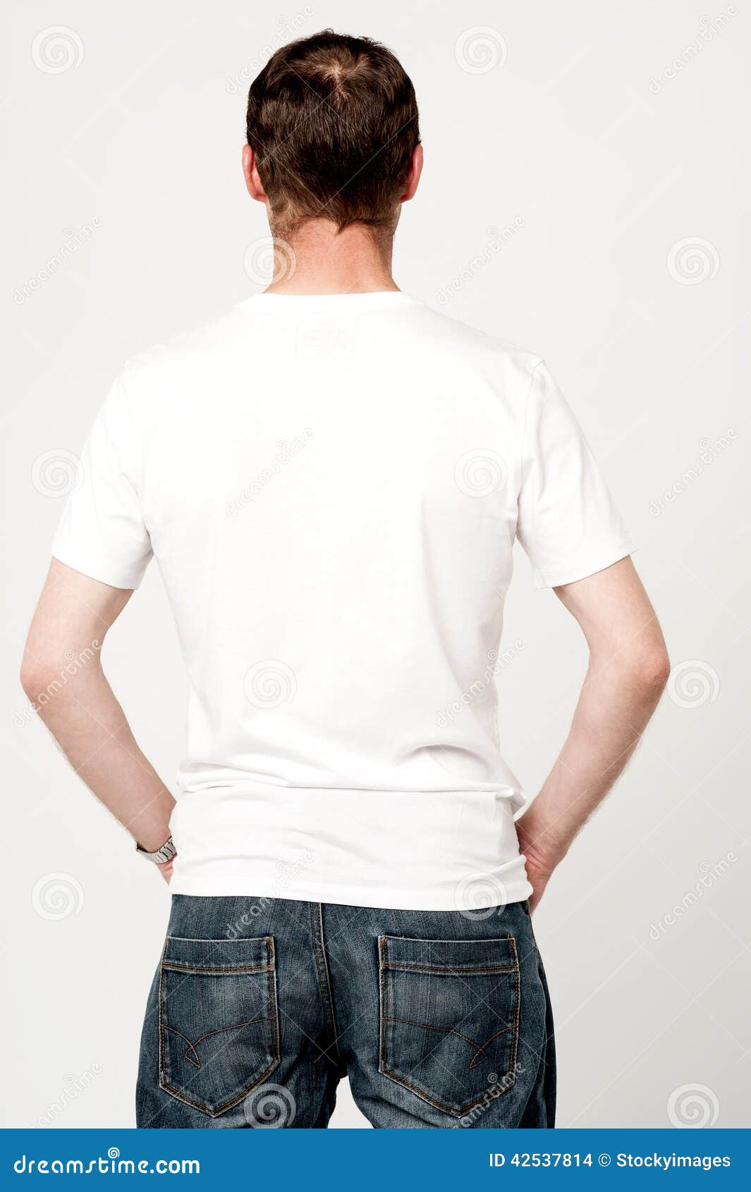 Back View of Middle Aged Man Stock Photo - Image of jeans, smart: 42537814