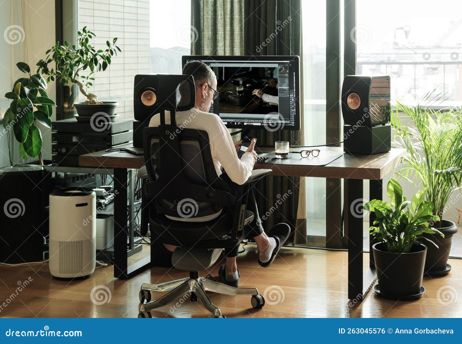 Graphic Designer Working from Home Stock Photo - Image of selfemployed ...