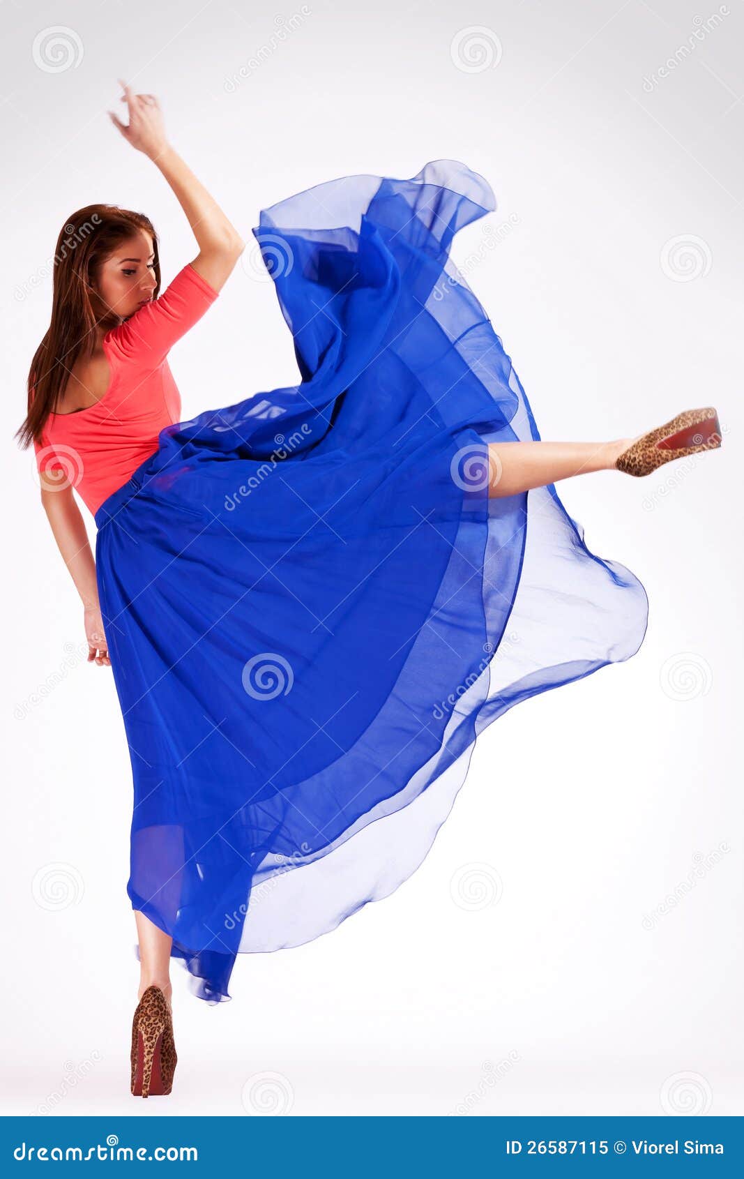 Back View of a Modern Ballerina Kicking Stock Image - Image of ...