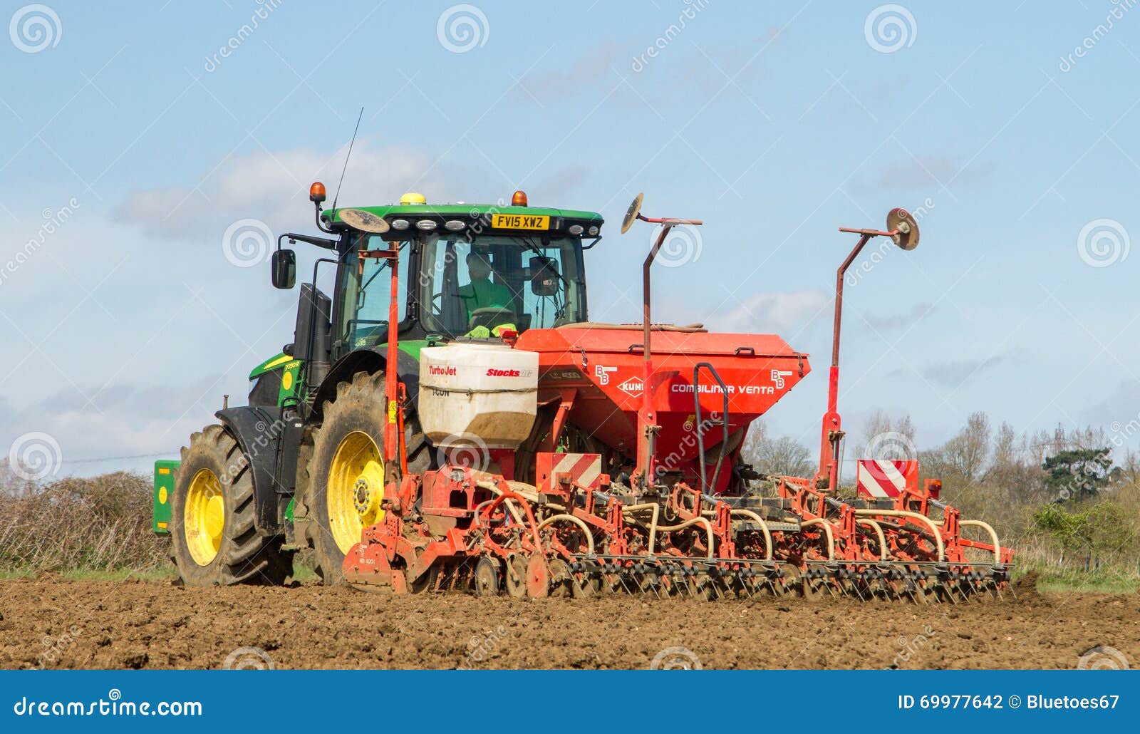 Back View of Modern John Deere Tractor Drilling Seed in Field Editorial ...