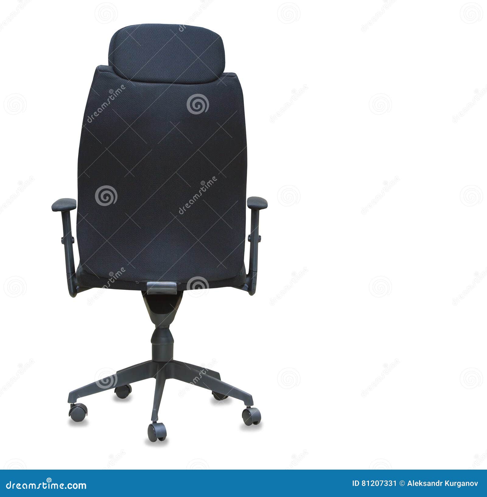 Back View of Modern Office Chair from Black Cloth Stock Image - Image ...