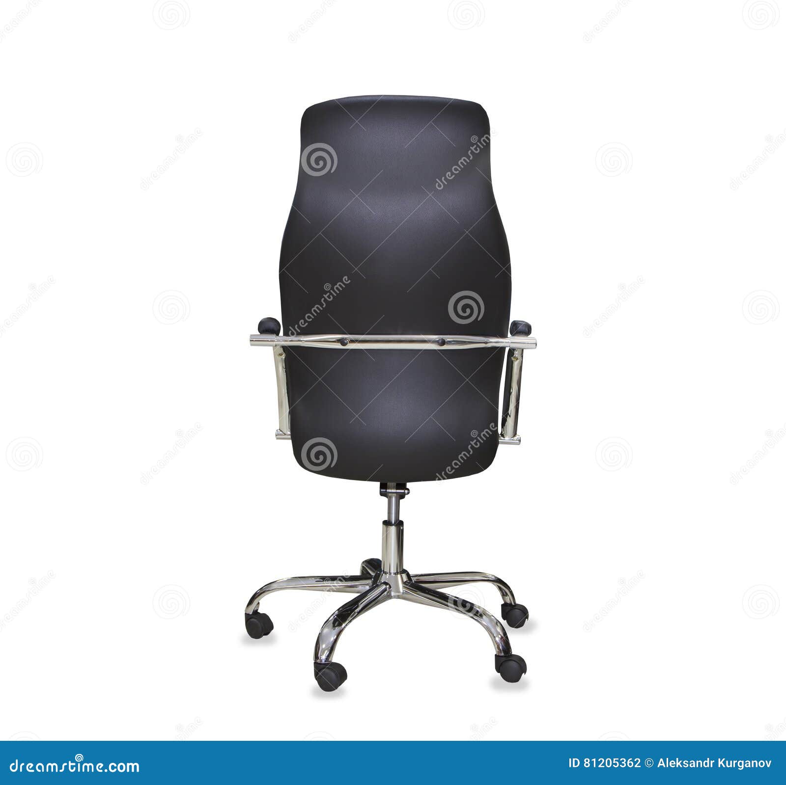 Back View of Modern Office Chair from Black Leather Stock Photo - Image ...