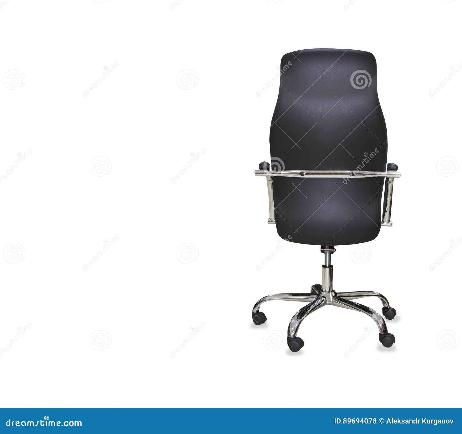 Back View of Modern Office Chair from Black Leather. Stock Photo ...