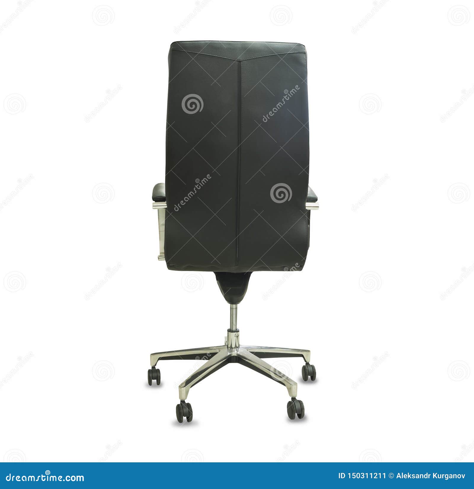 Back View of Modern Office Chair from Black Leather. Isolated Over ...