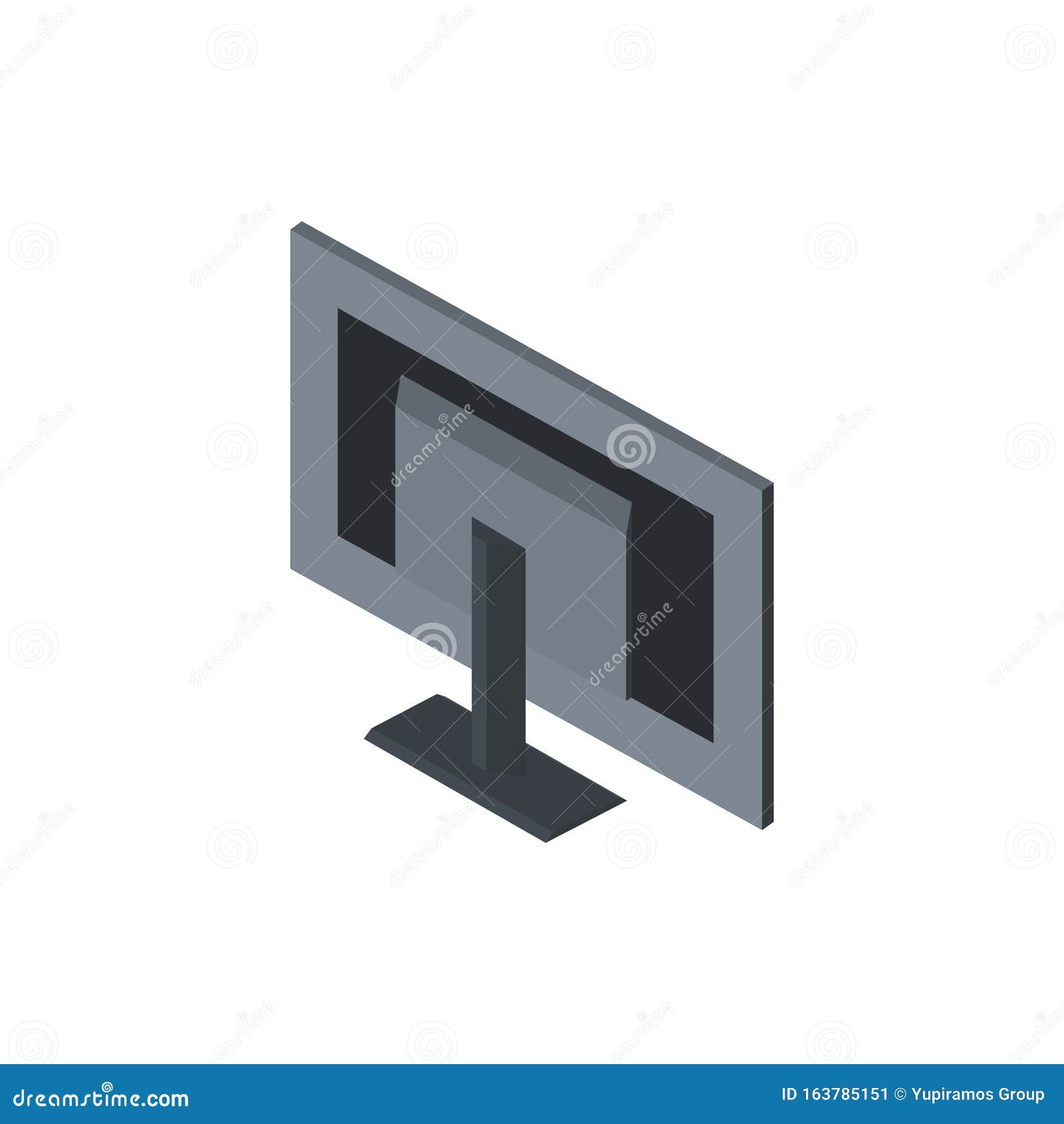 Back View Monitor Technology Hardware Device Computer Isometric Stock ...