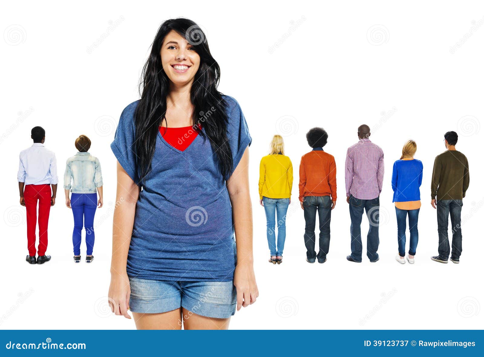 Back View of Multiethnic People Stock Image - Image of communication ...