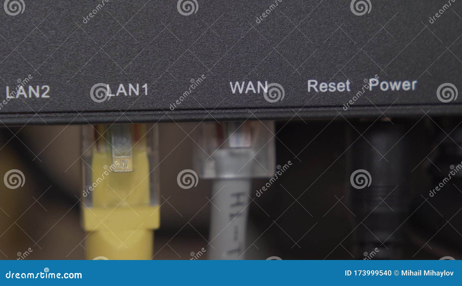 Internet Cables Management on the Back of Wireless Router or Switch at ...