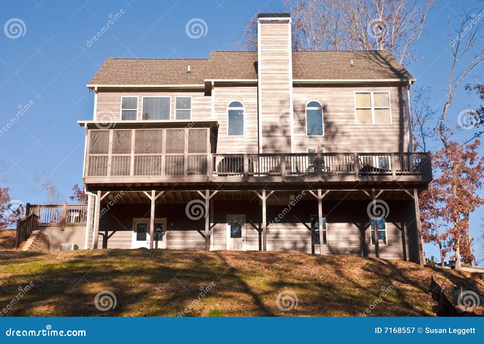 Back View of New Home stock image. Image of house, blue - 7168557