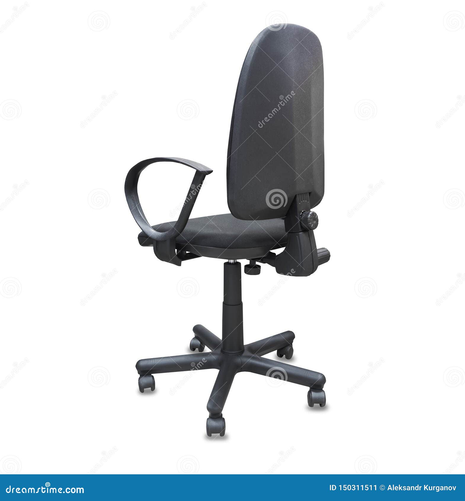 Back View of Office Chair from Black Cloth. Isolated Stock Image ...