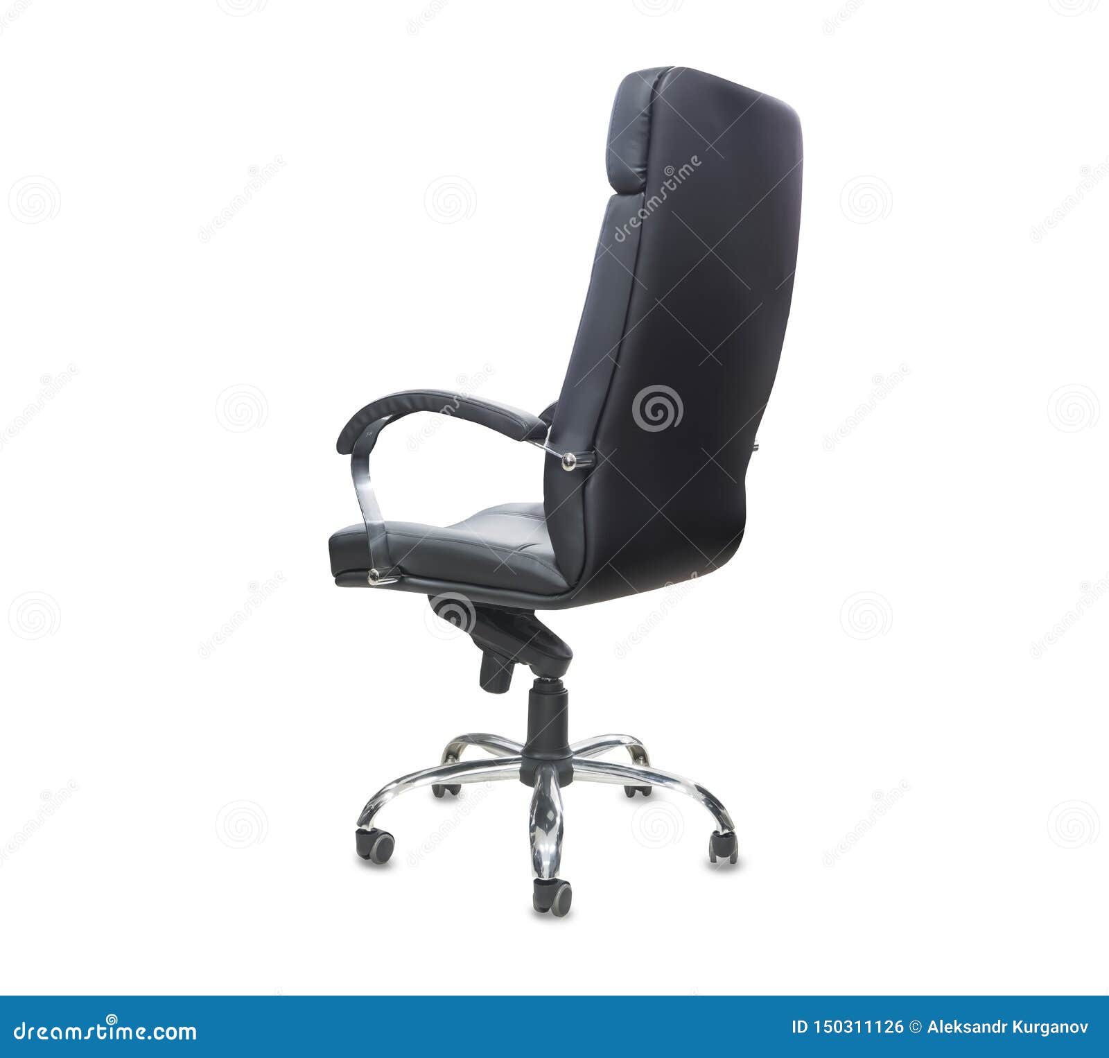 View of Office Chair from Black Leather. Isolated Stock Photo - Image ...