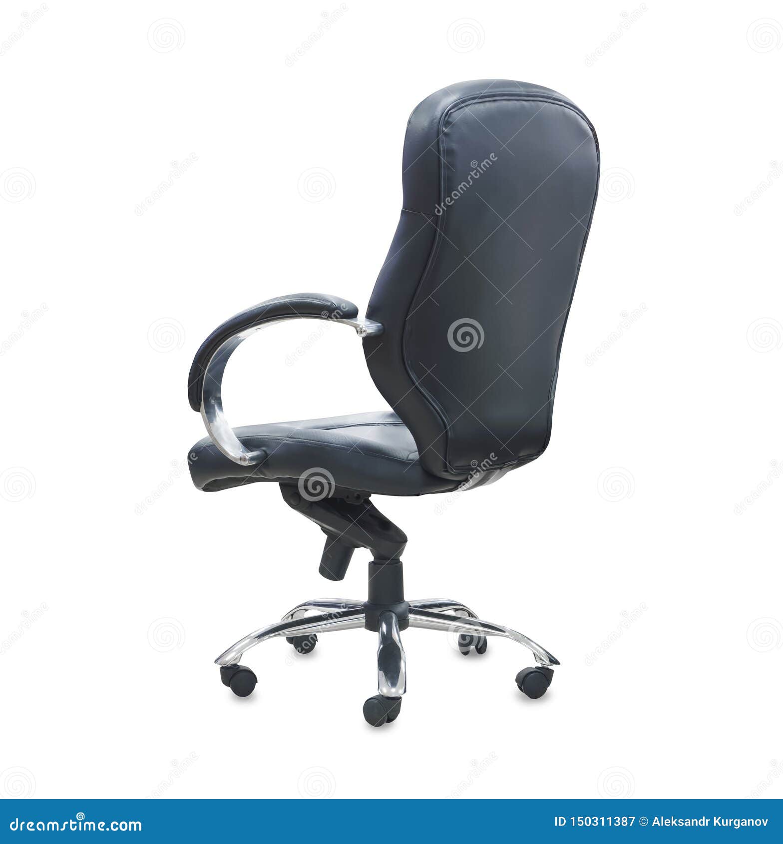 Back View of Office Chair from Black Leather. Isolated Stock Image ...