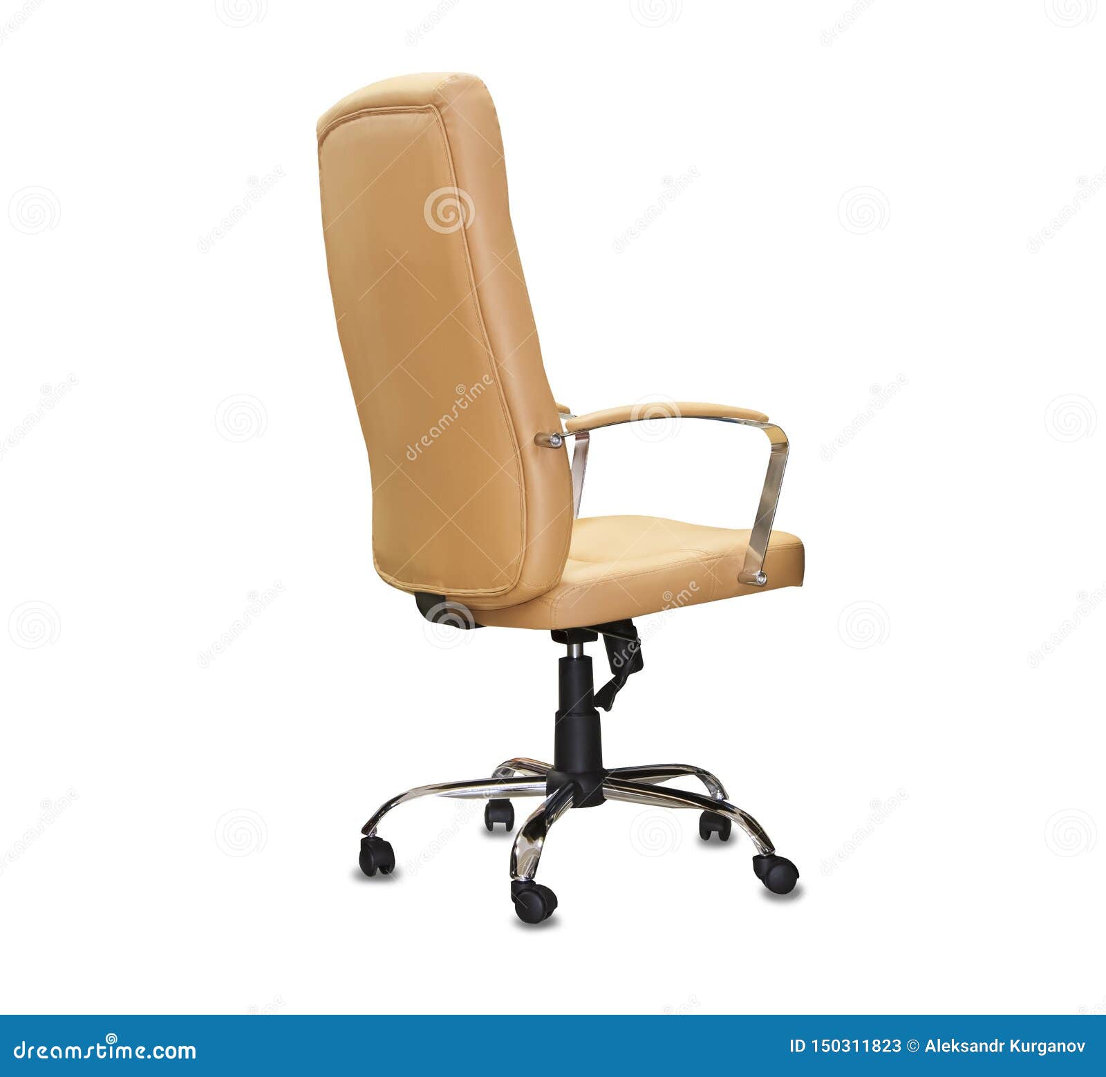Back View of Office Chair from Black Leather. Isolated Stock Image ...