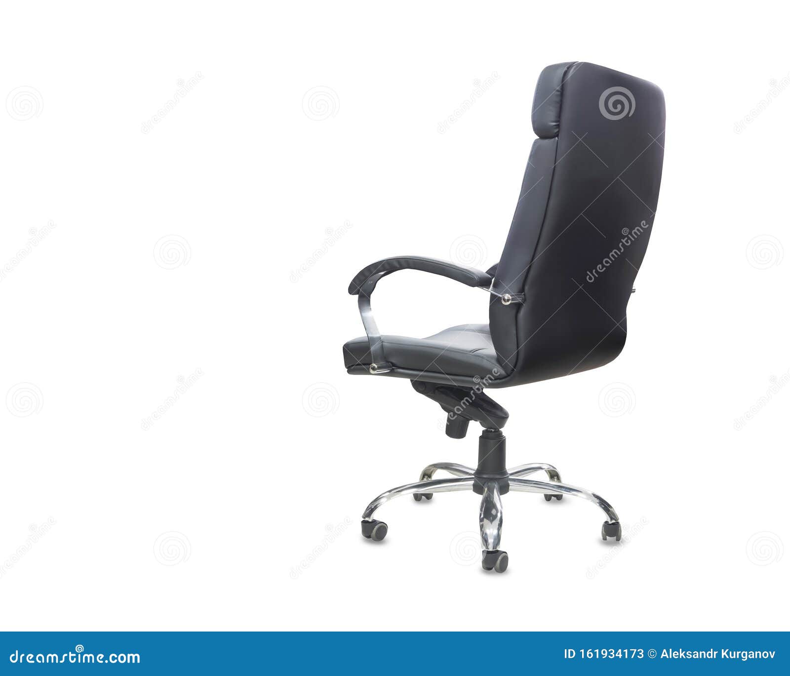 Back View Office Chair from Black Leather. Isolated Stock Image - Image ...