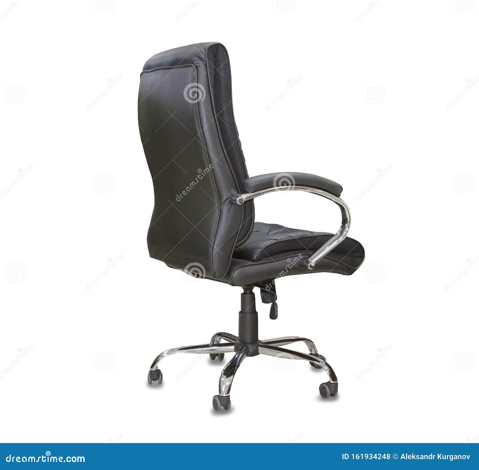 Back View of Office Chair from Black Leather. Stock Photo - Image of ...