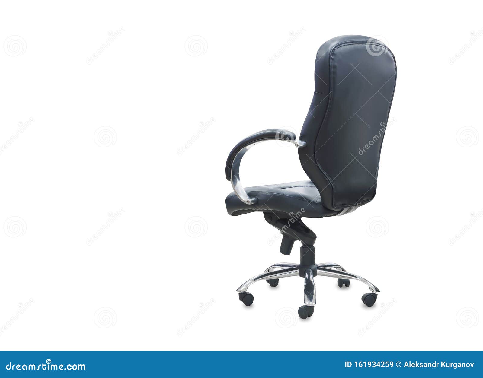 Back View of Office Chair from Black Leather. Isolated Stock Image ...