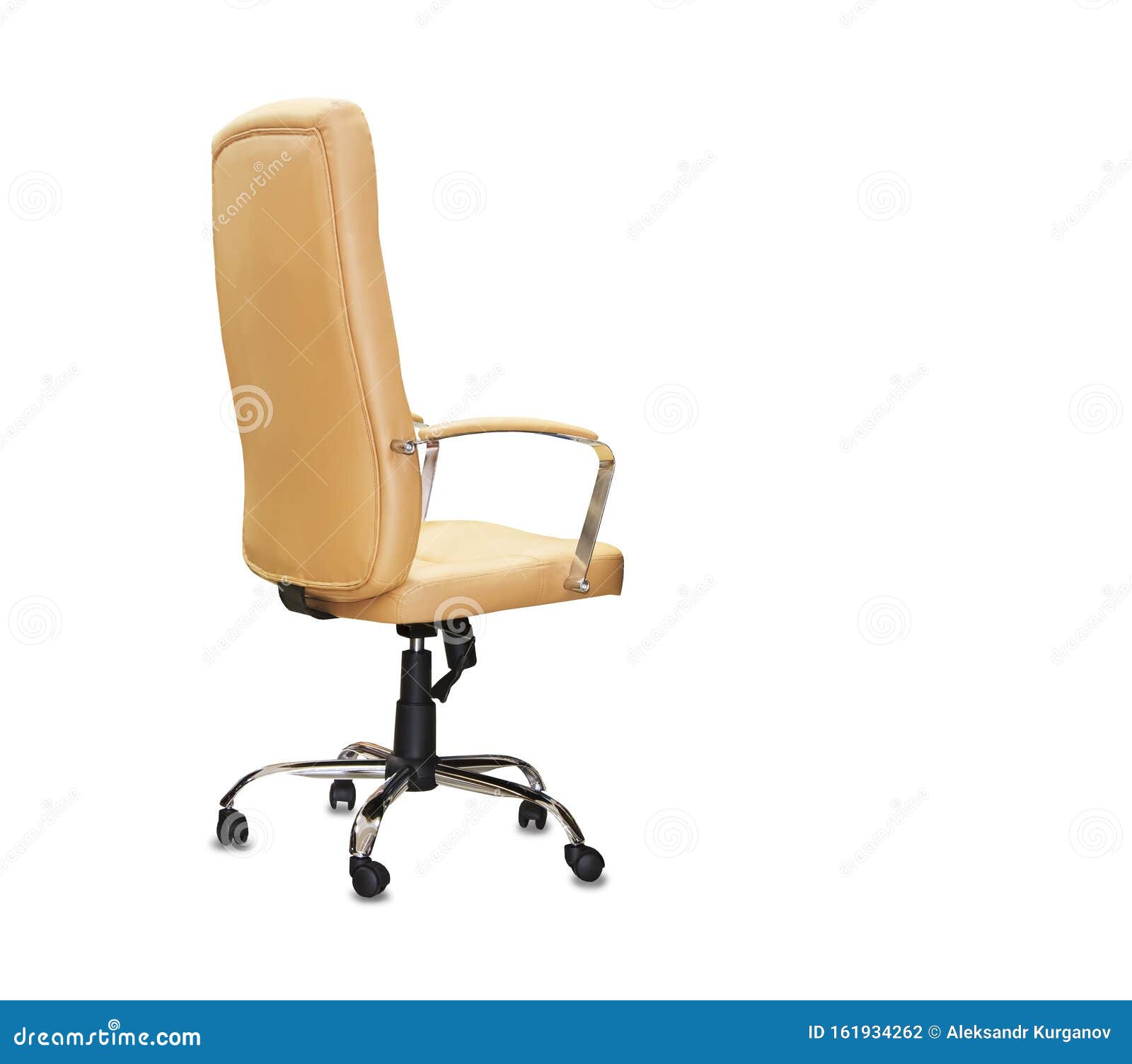 Back View of Office Chair from Black Leather. Isolated Stock Photo ...