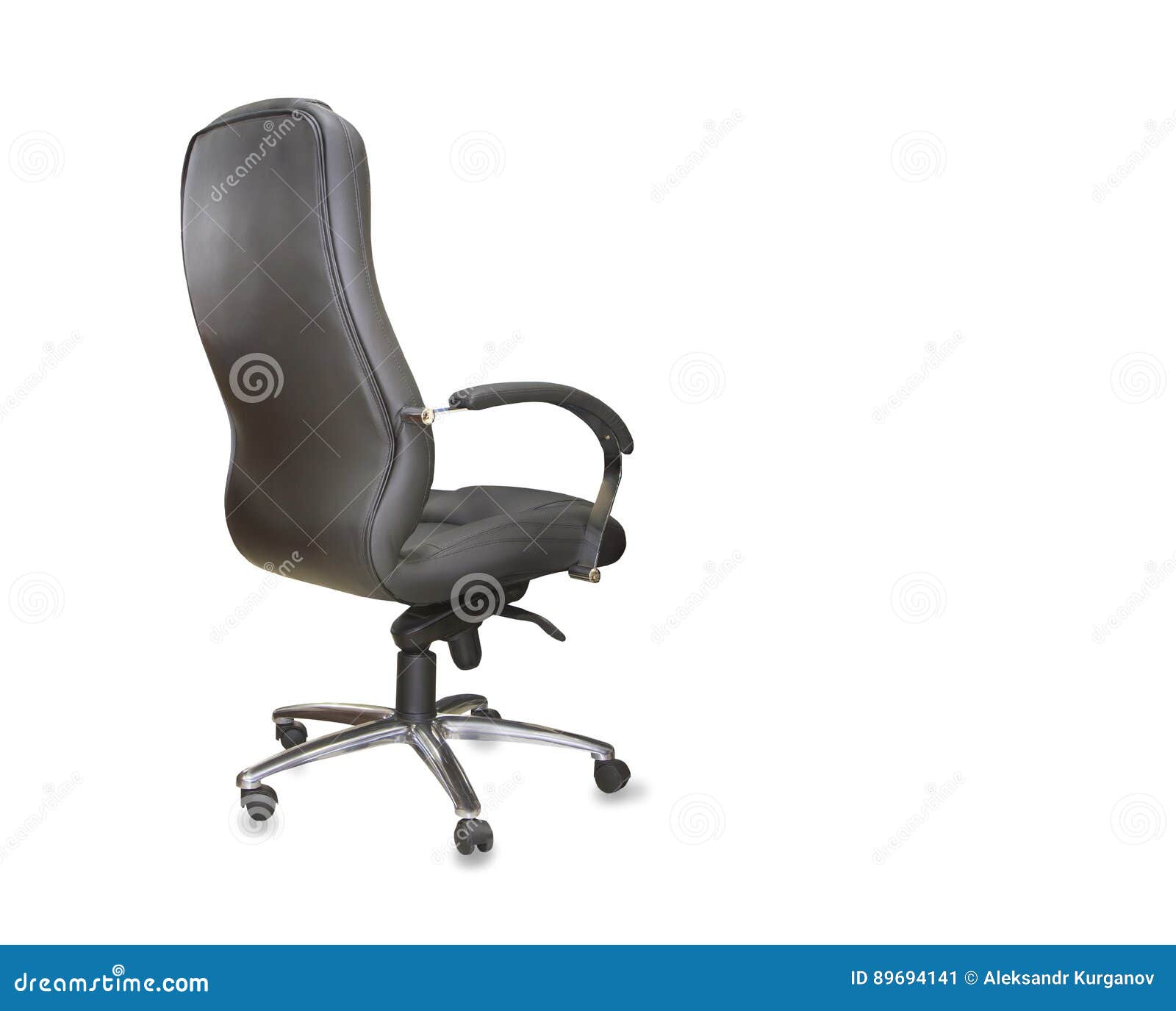 Back View of Office Chair from Black Leather. Isolated Stock Image ...