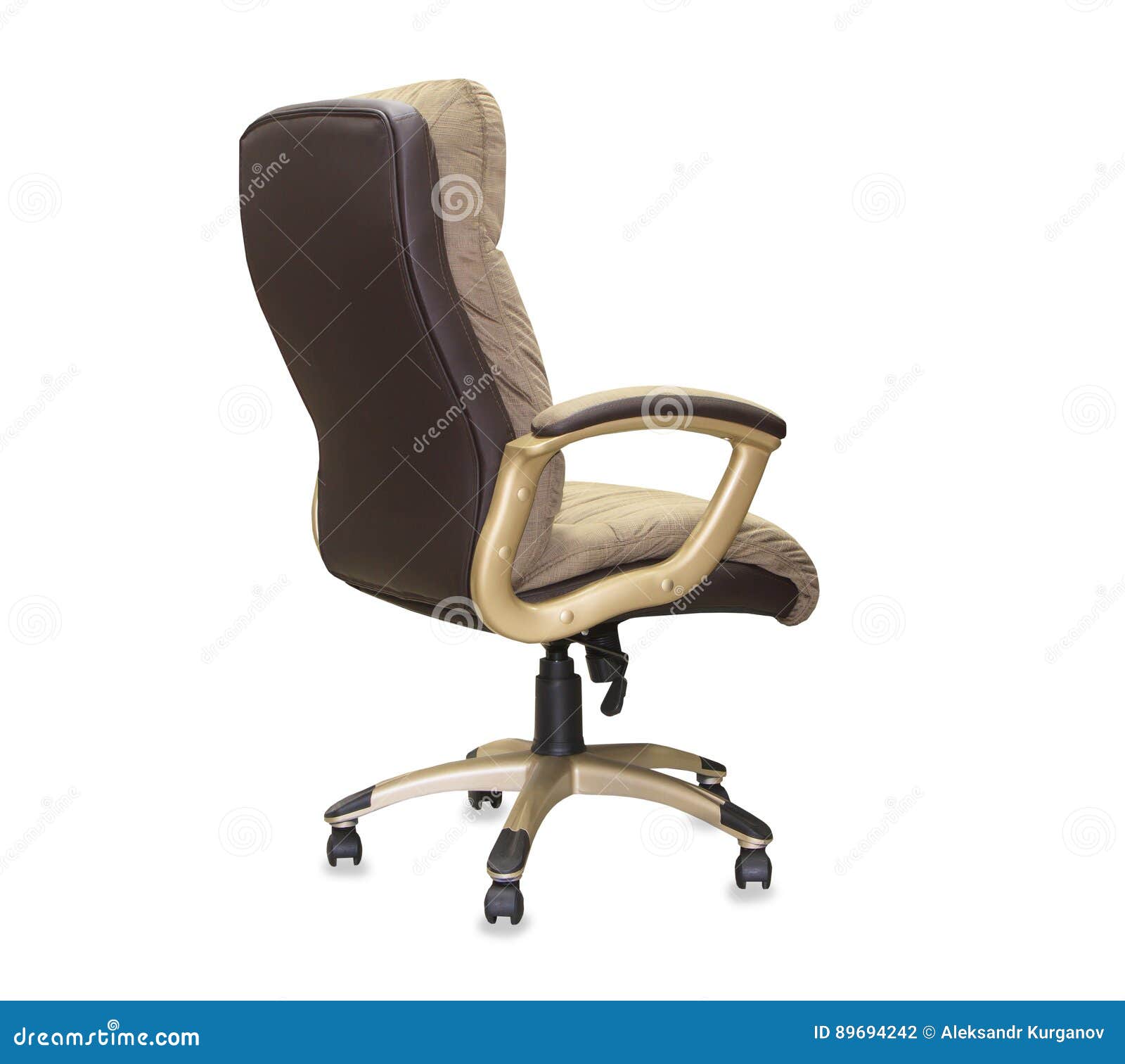 Back View of Office Chair from Brown Cloth. Isolated Stock Photo ...