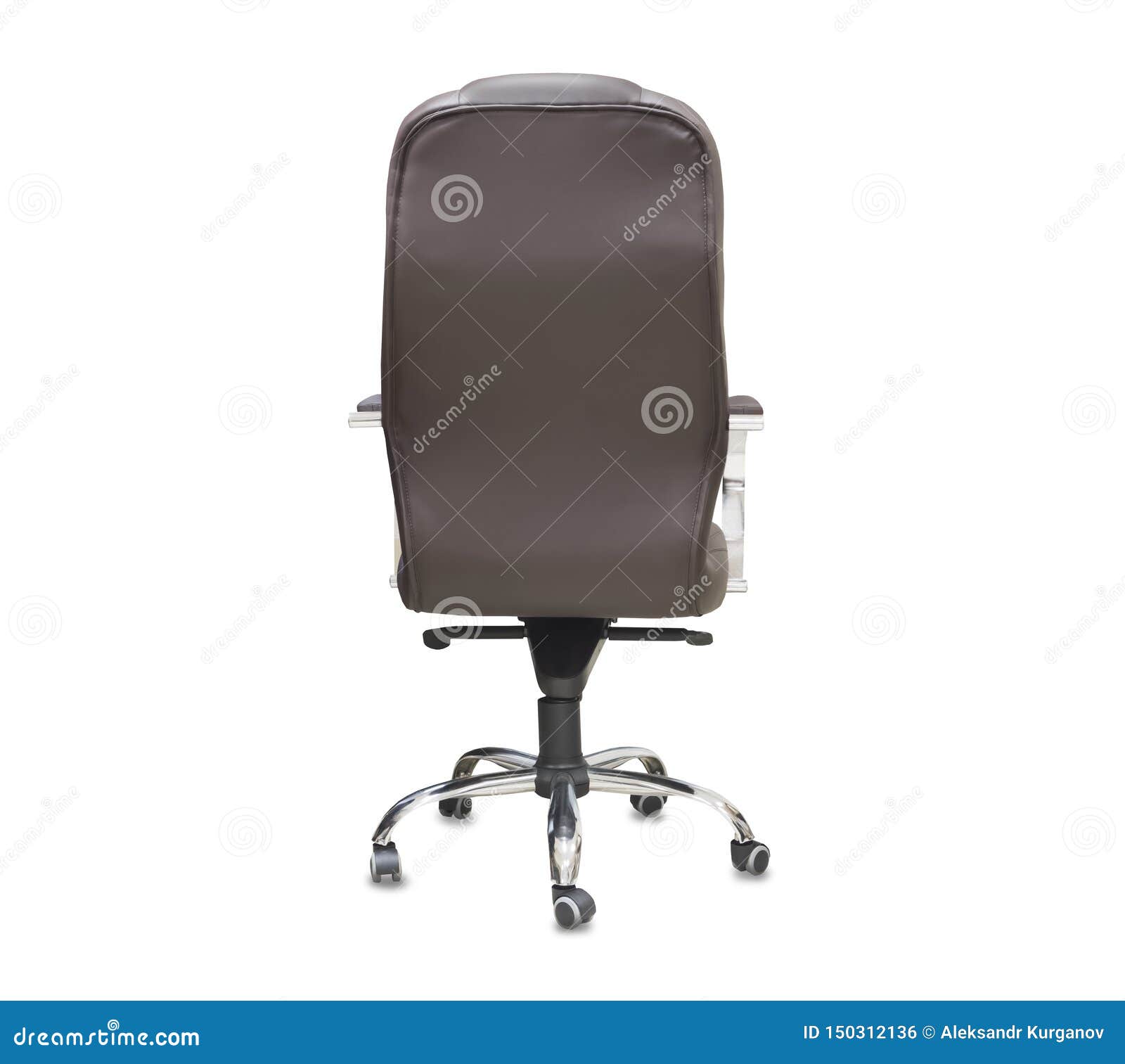 Back View of Office Chair from Brown Leather. Isolated Stock Photo ...