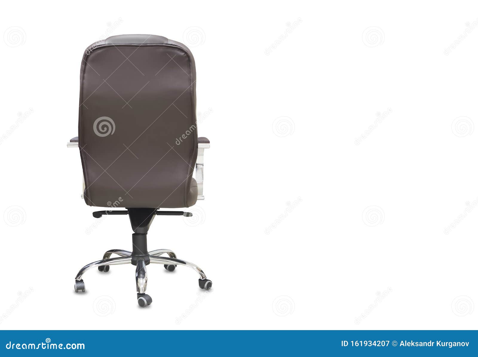 Back View of Office Chair from Brown Leather. Isolated Stock Image ...