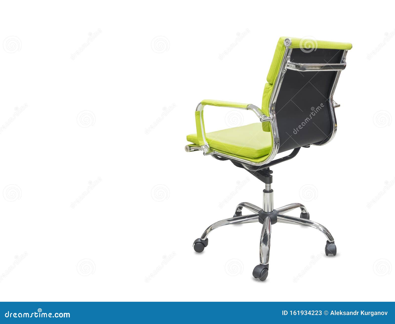 Back View of Office Chair from Green Leather. Isolated Stock Image ...
