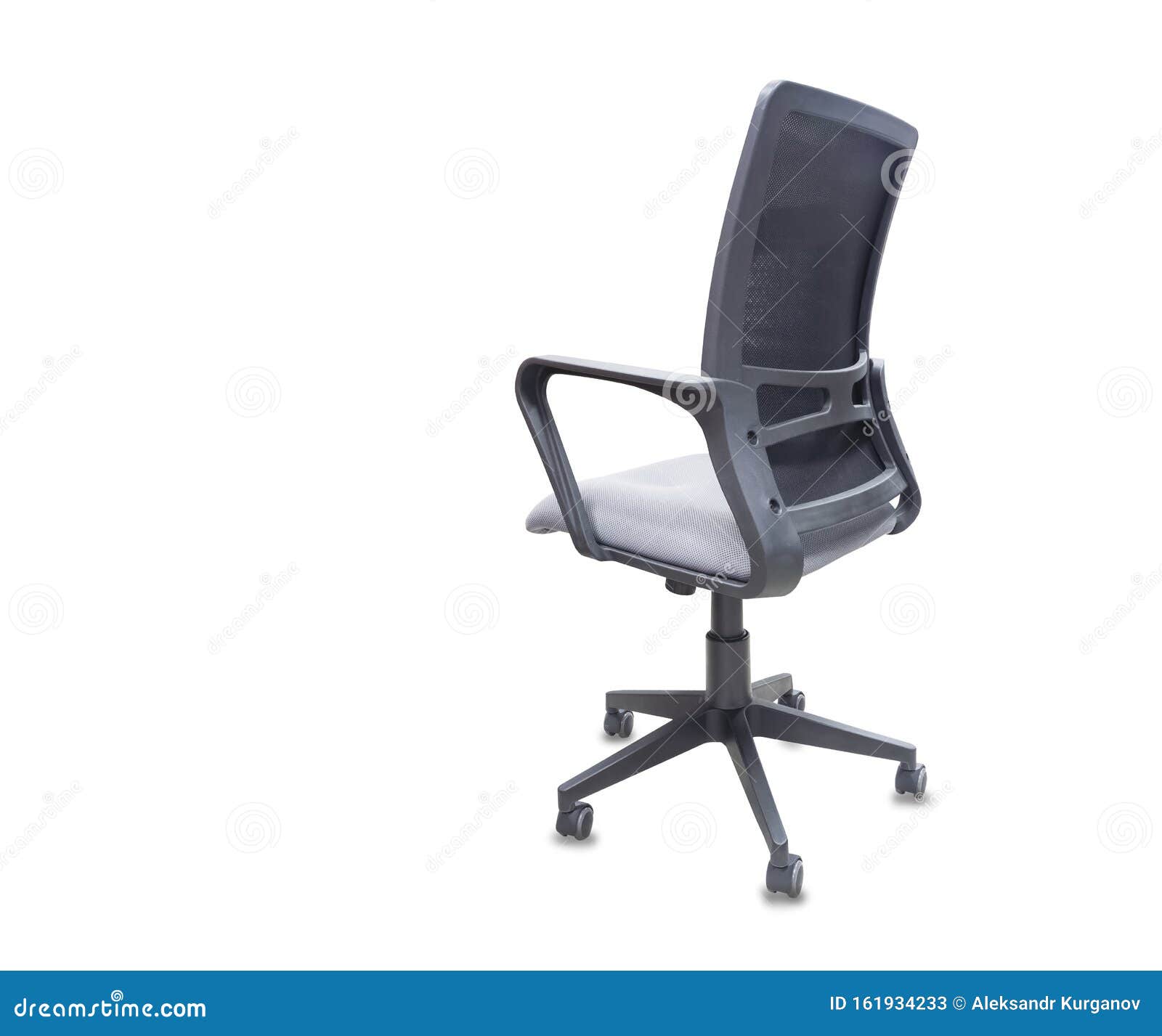 Back View of Office Chair from Grey Cloth. Isolated Stock Image - Image ...