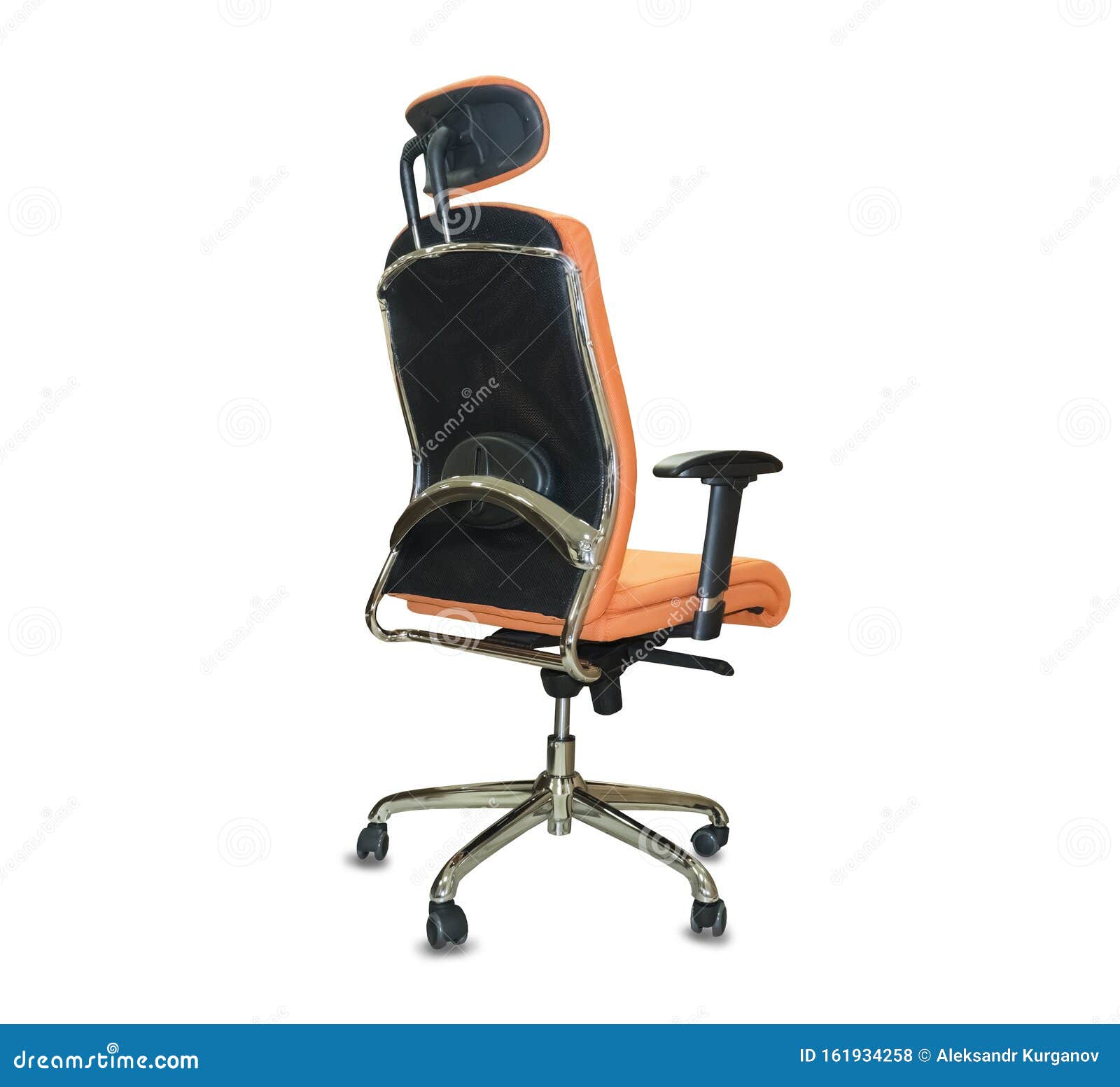 Back View of Office Chair from Orange Cloth. Isolated Stock Photo ...