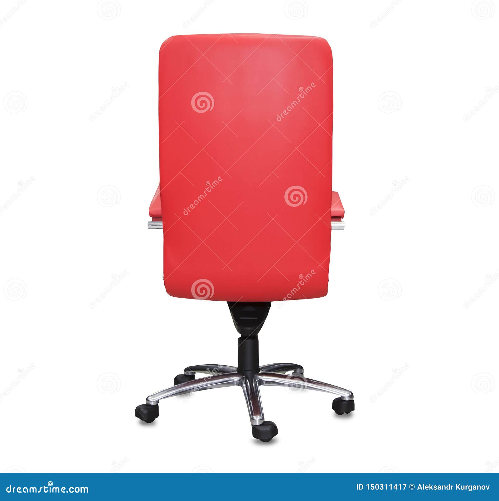 Back View of Office Chair from Red Leather. Isolated Stock Image ...