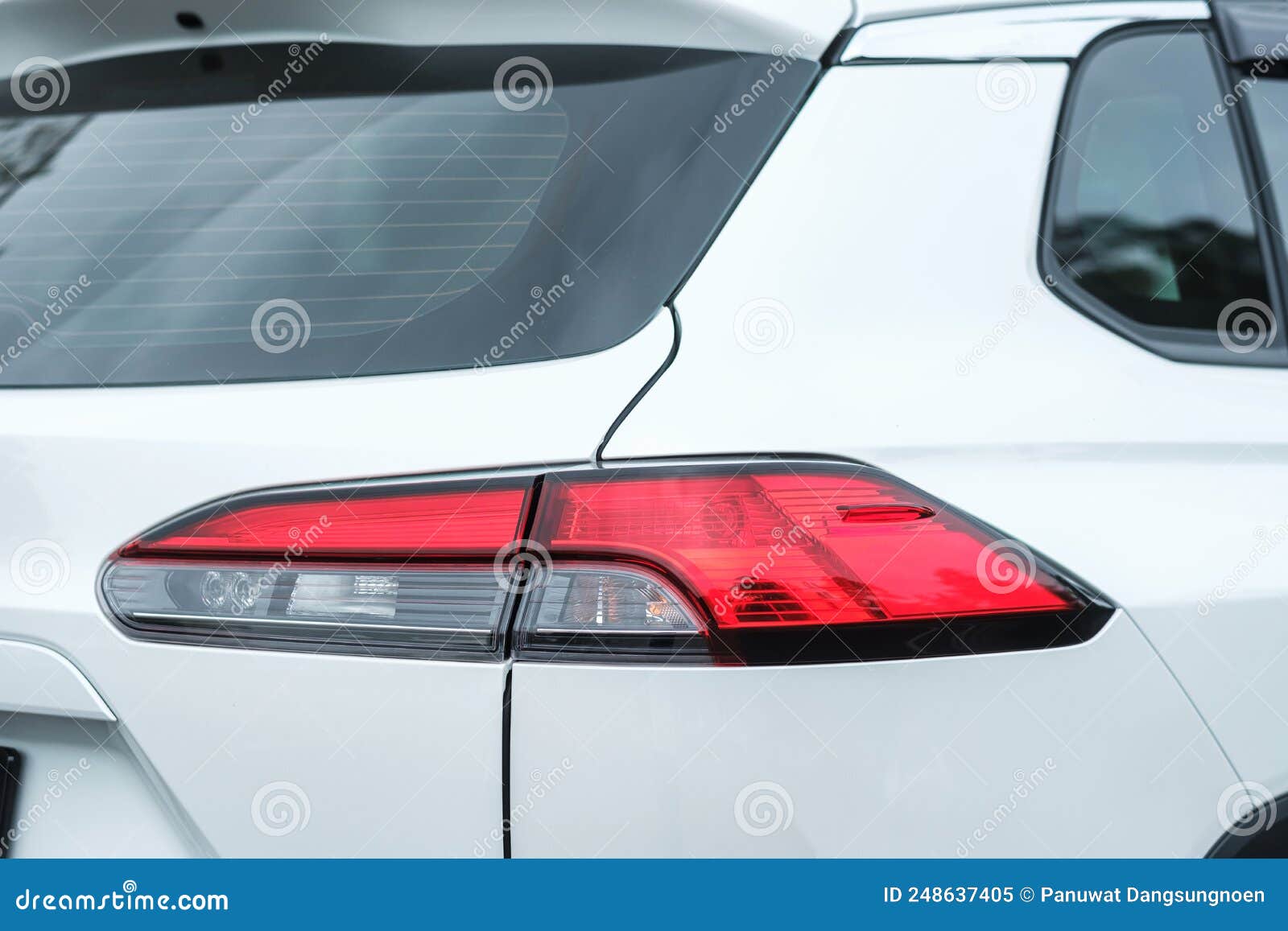 Back View Part of White Car with Light Stock Image - Image of alley ...