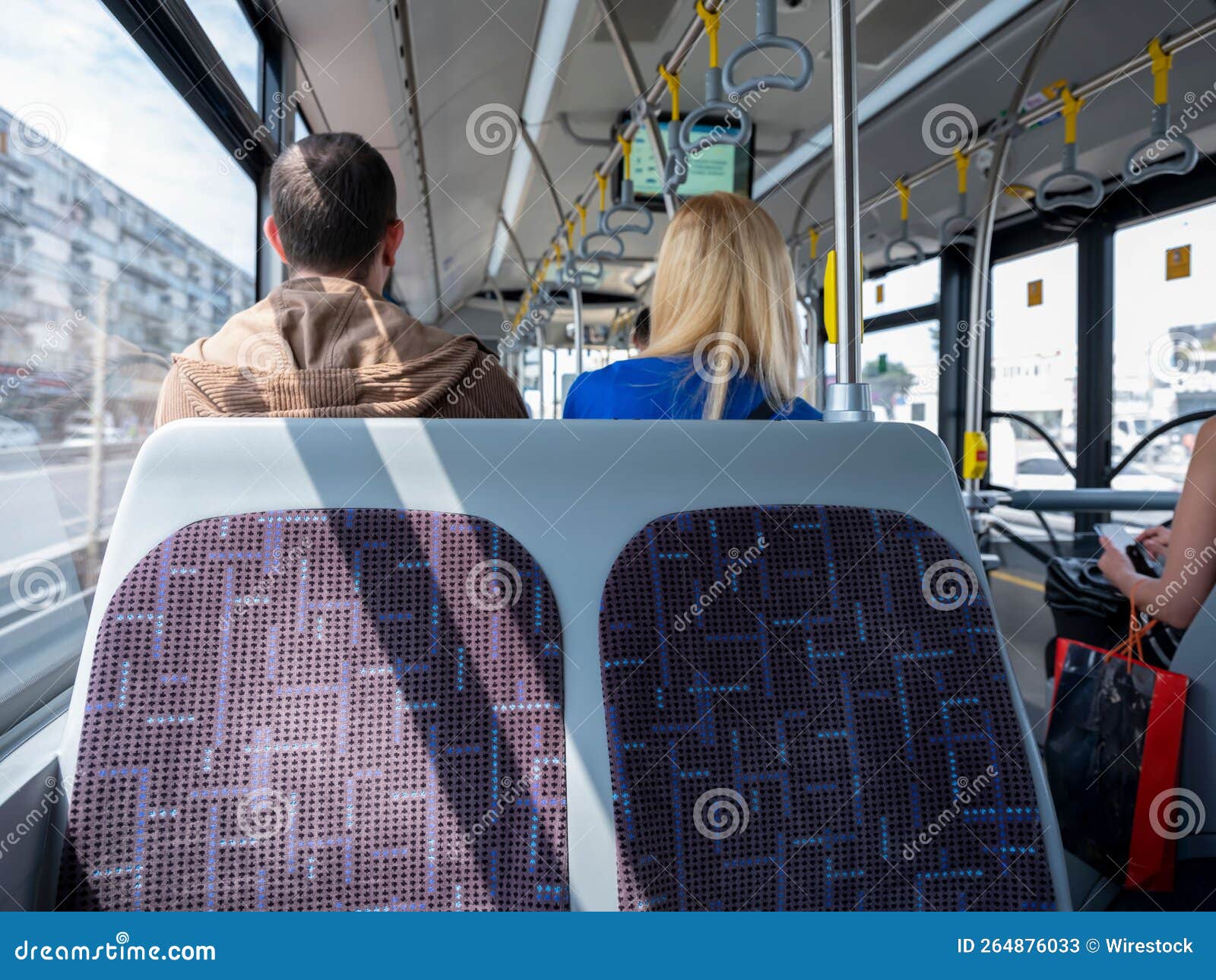 Back View of Passengers and Empty Seats Inside a Public Bus Stock Image ...