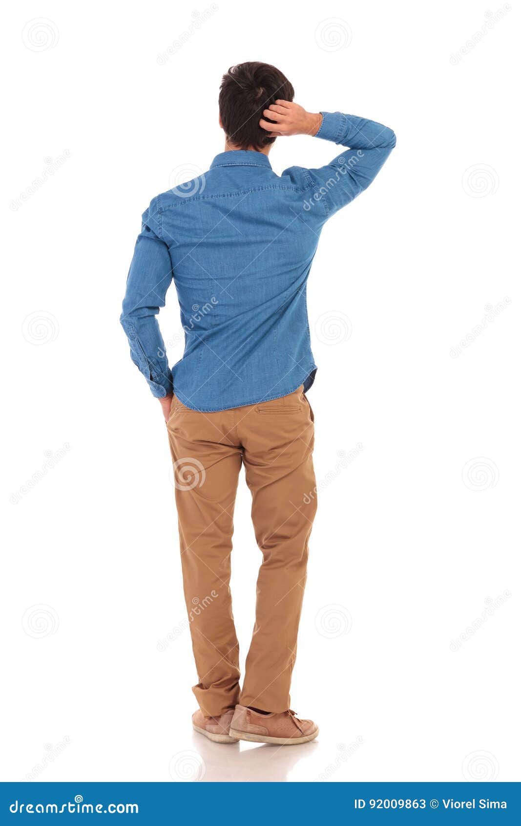 Back View of a Pensive Man Scratching His Head Stock Image - Image of ...