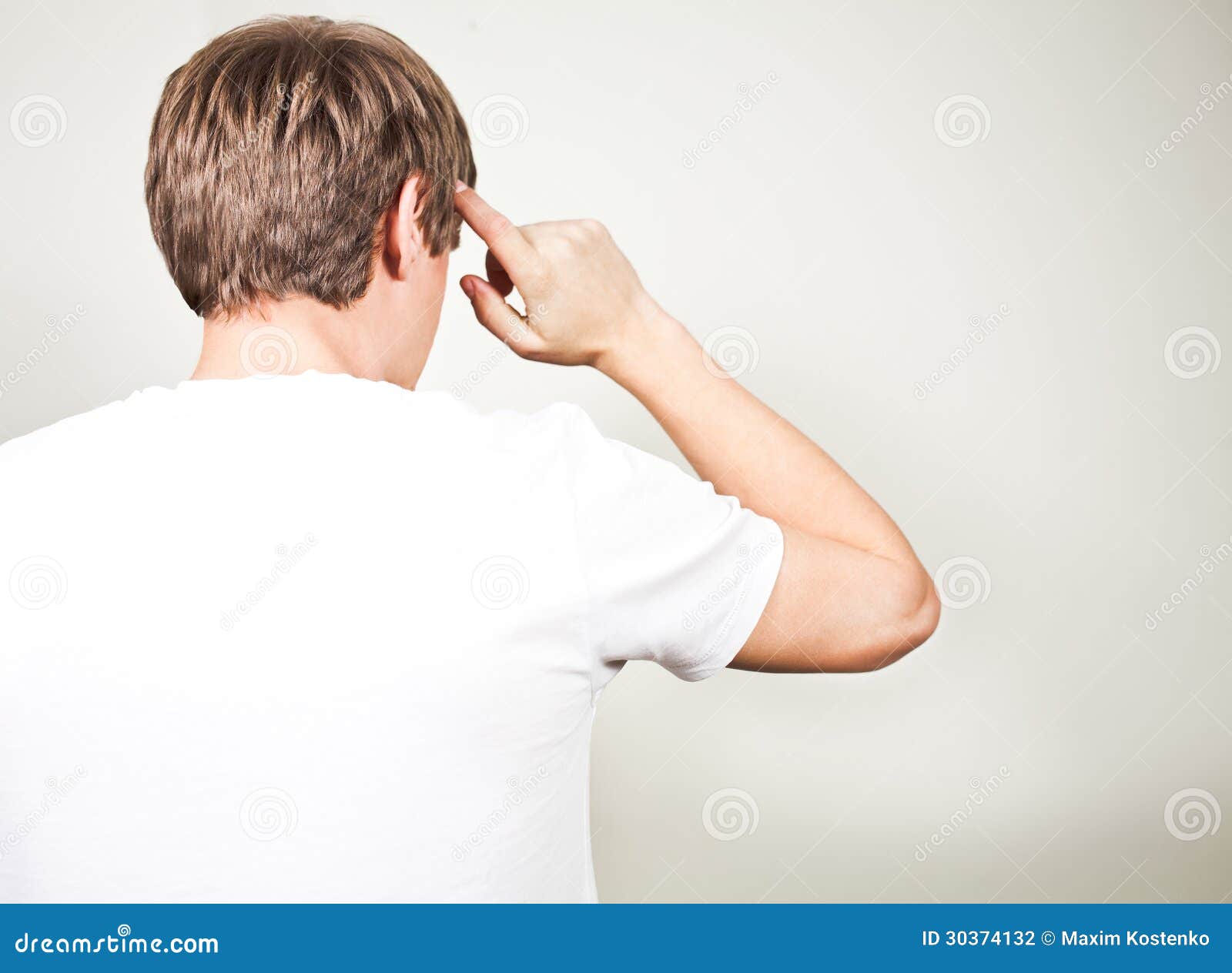 Back View of Pensive Man Thinking Stock Photo - Image of young, people ...