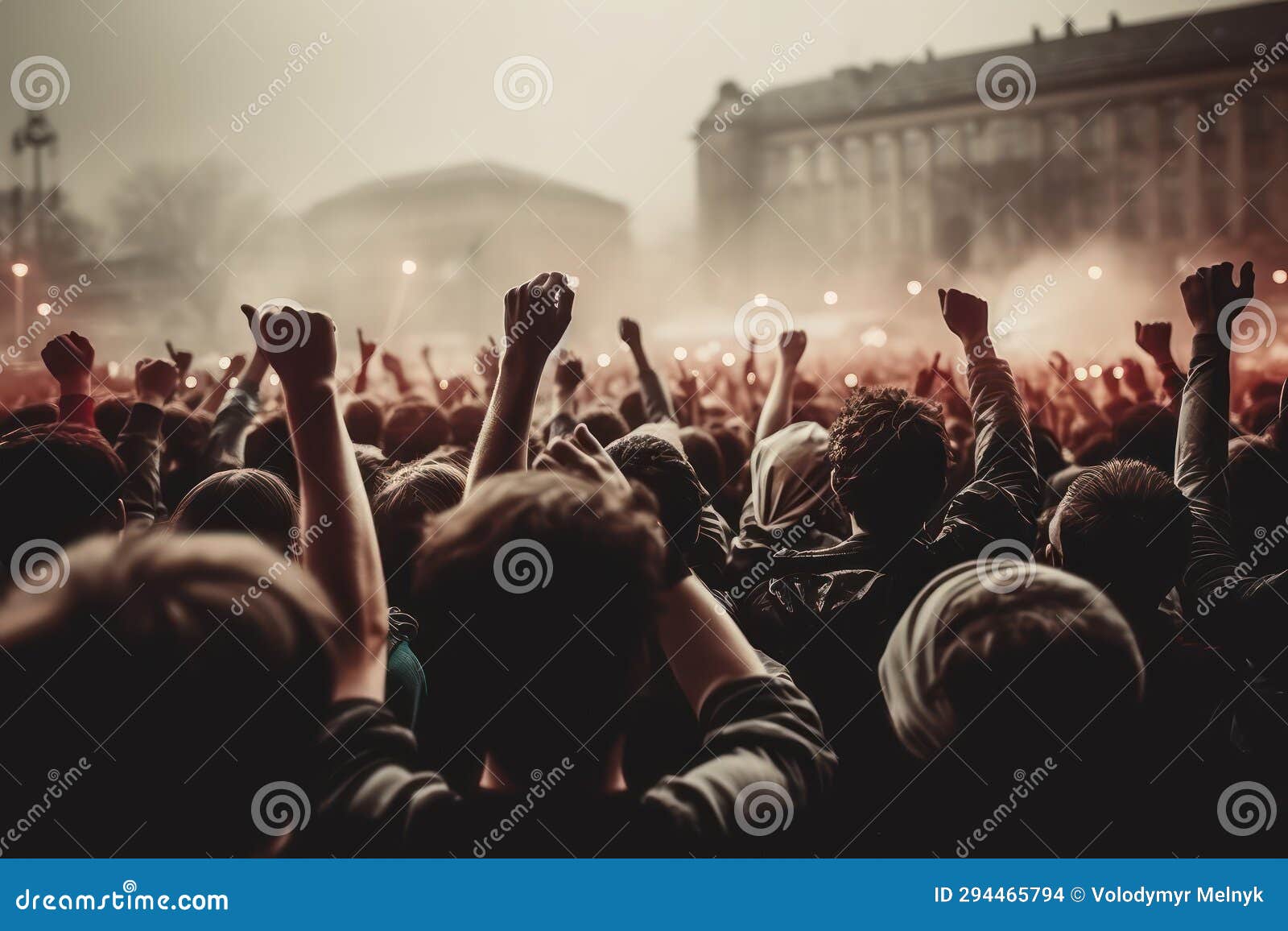 Back View of People Standing on Crowded Street Ang Protesting ...