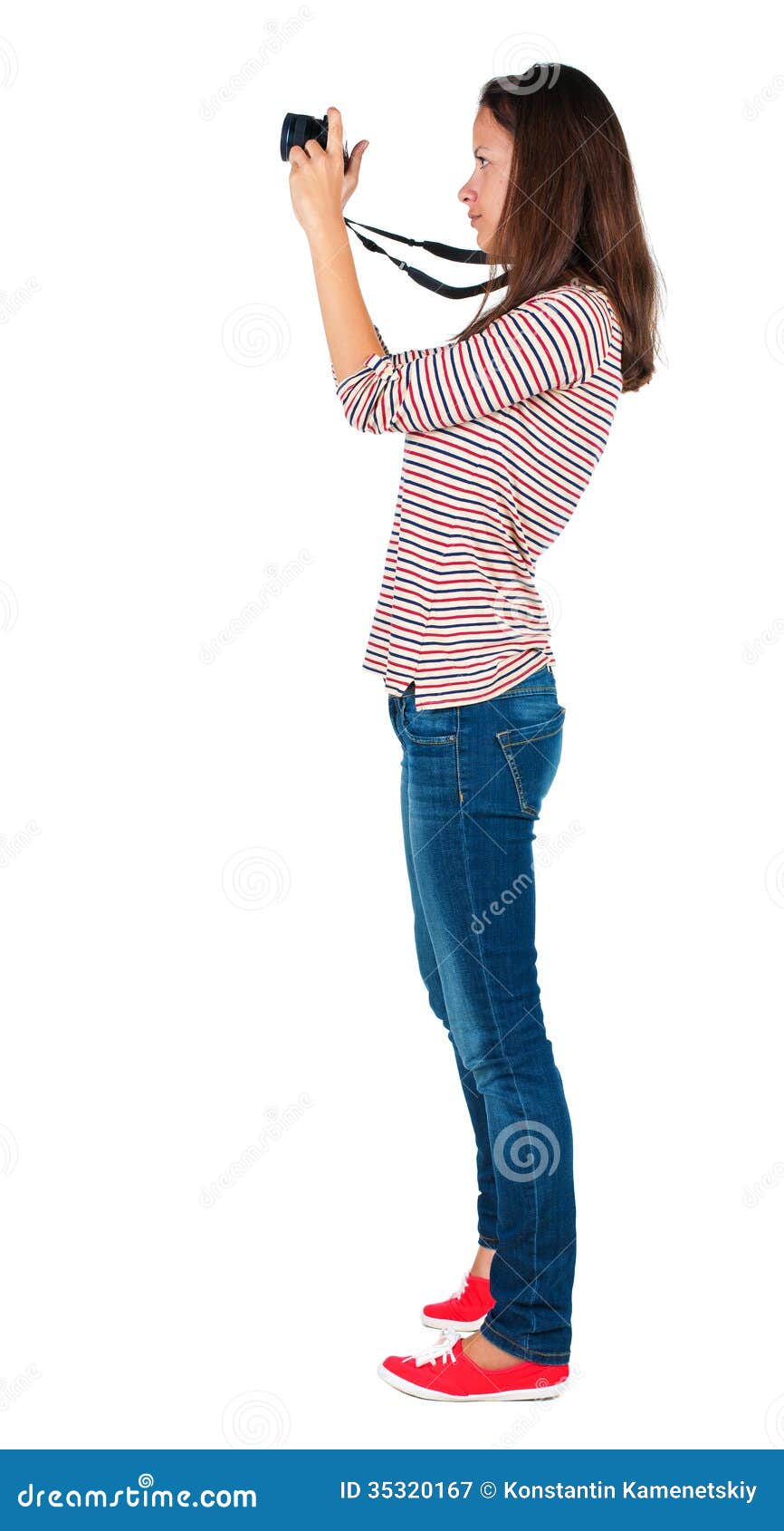 Back View of Photographing Woman. Stock Image - Image of posing, back ...
