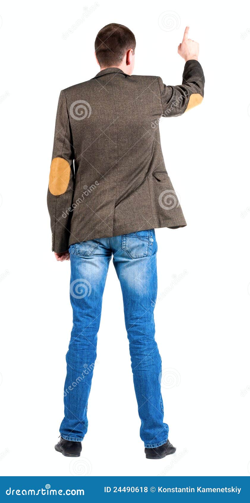 Back View of Pointing Business Man in Jacket Stock Photo - Image of ...