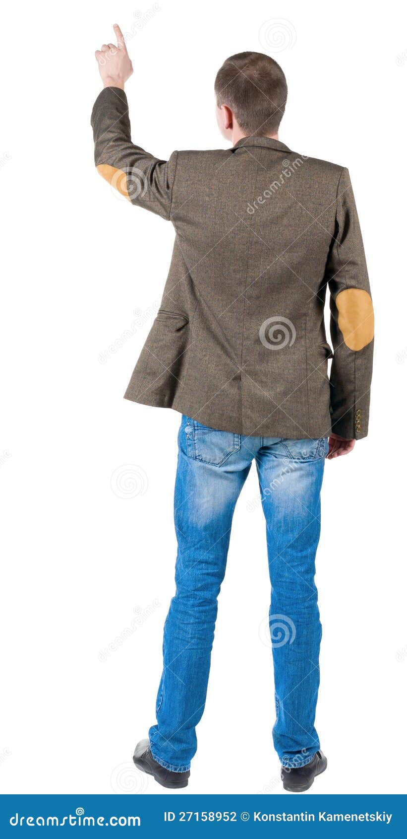 Back View of Pointing Business Man in Jacket Stock Photo - Image of ...