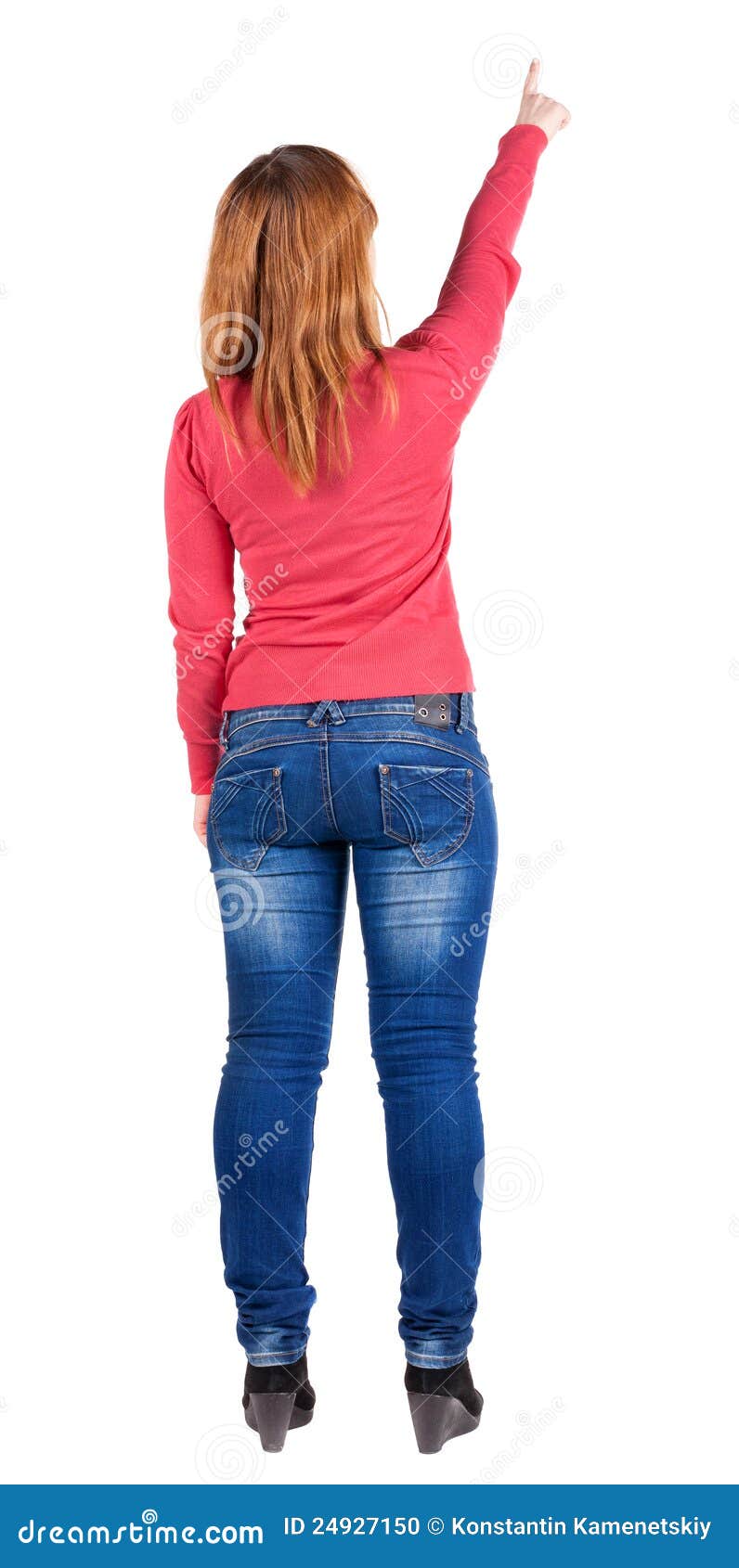 Back View of Pointing Woman. Stock Photo - Image of adult, cheerful ...