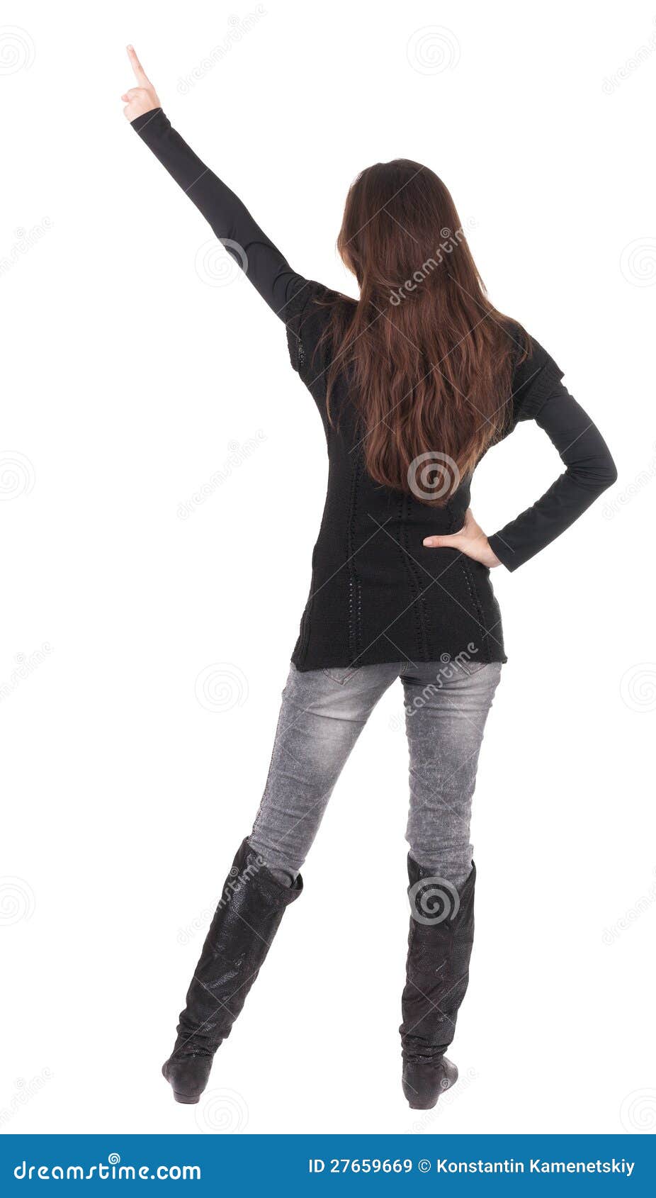 Back View of Pointing Woman. Stock Image - Image of occupation ...