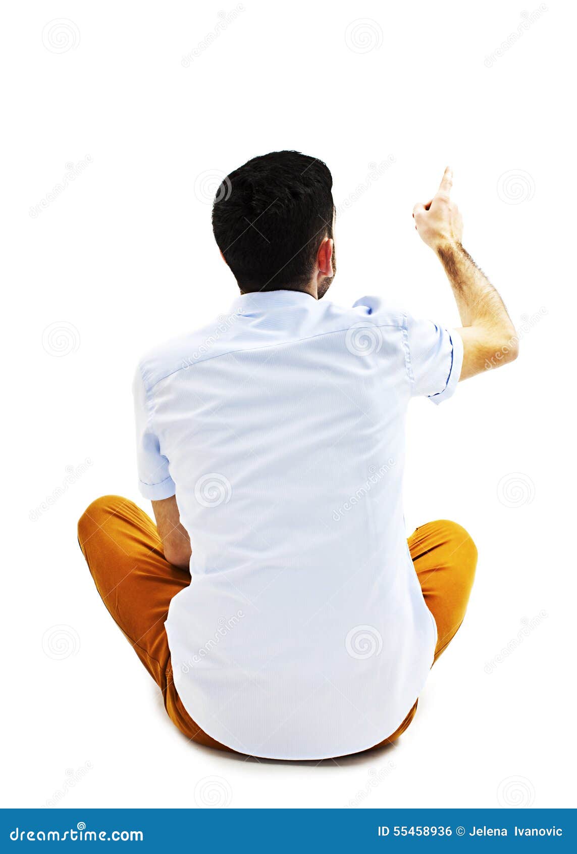 Back View of Pointing Young Men Sitting on Floor Stock Photo - Image of ... Back View of Pointing Young Men Sitting on Floor Stock Photo - Image of ...