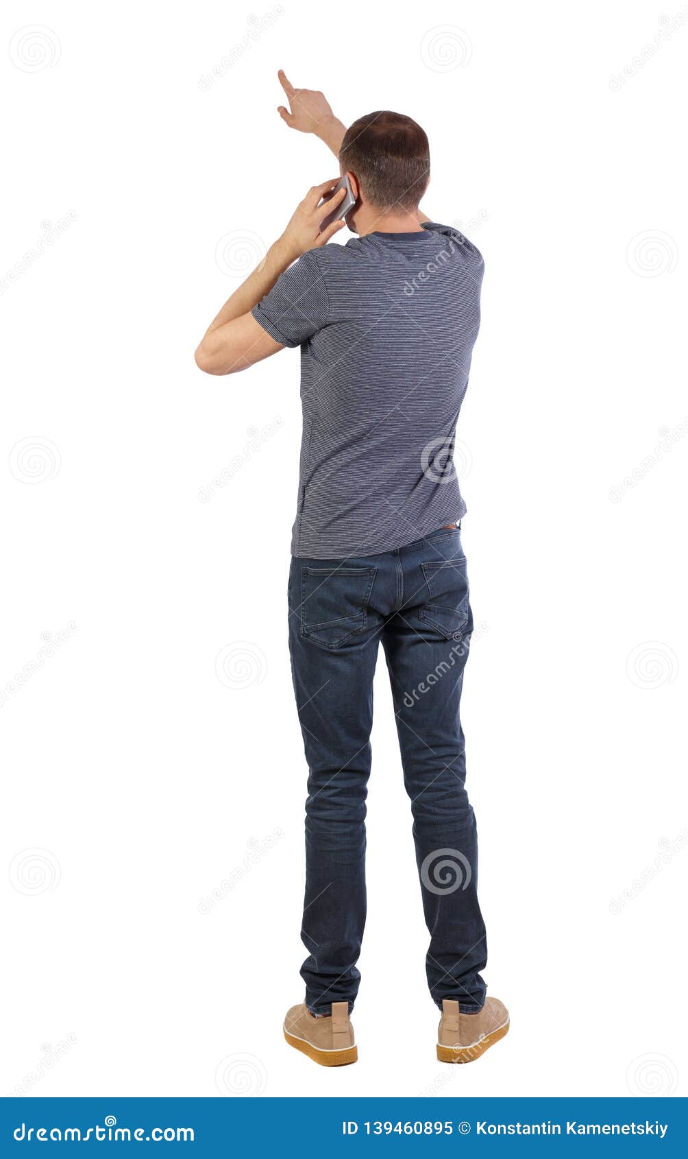 Back View of Pointing Young Men Talking on Cell Phone Stock Image ... Back View of Pointing Young Men Talking on Cell Phone Stock Image ...