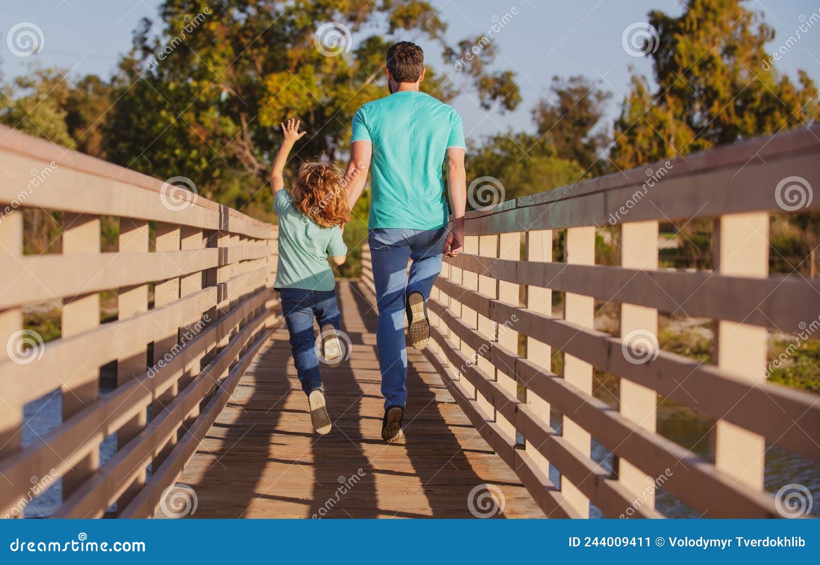 Back View Portrait of Happy Father and Son. Stock Image - Image of ...
