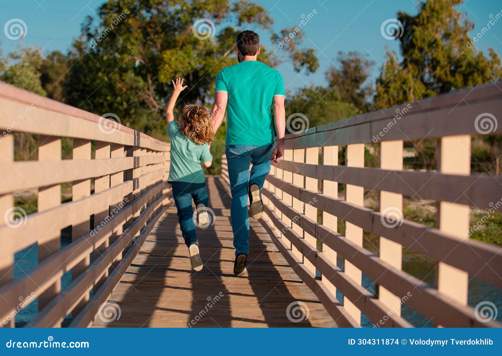 Back View Portrait of Happy Father and Son. Stock Photo - Image of ...