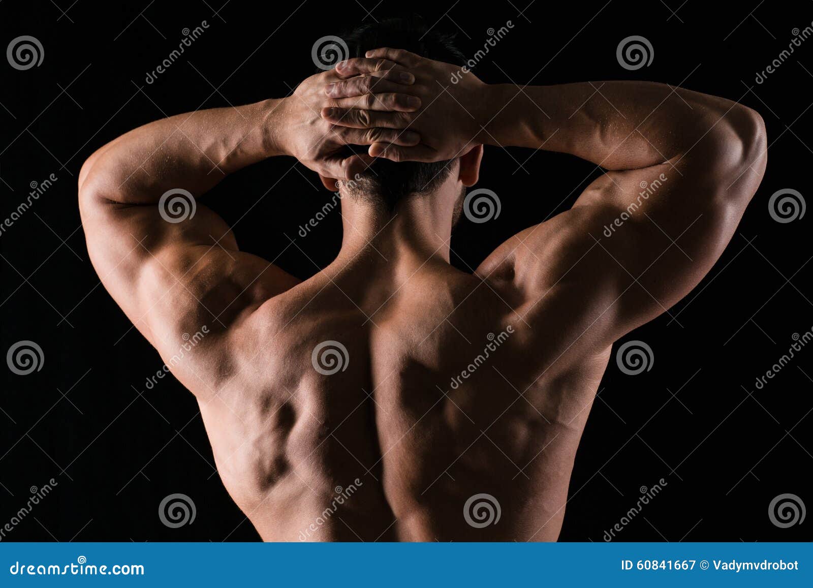 Back View Portrait of a Muscular Man Stock Image - Image of muscular ...