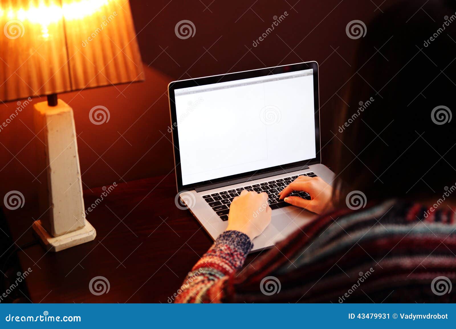 Back View Portrait of a Woman Using Laptop Stock Image - Image of woman ...