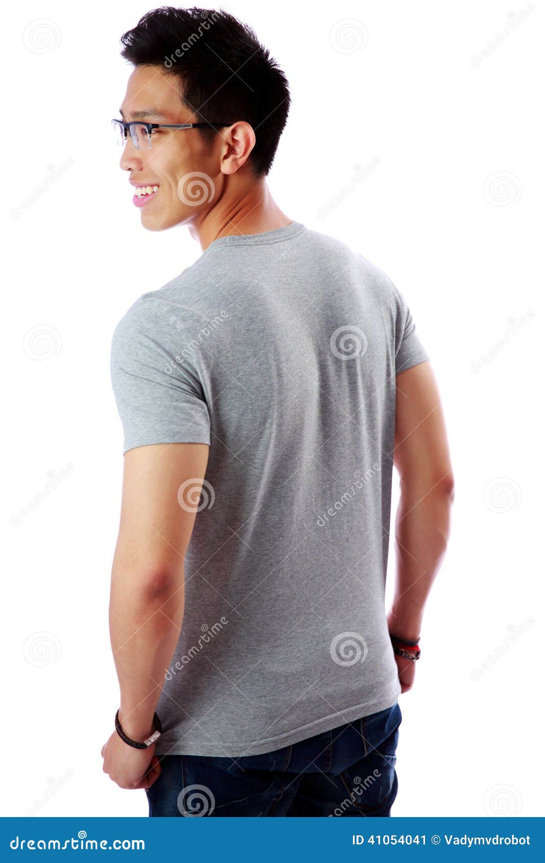 Back View Portrait of a Young Happy Asian Stock Image - Image of ...